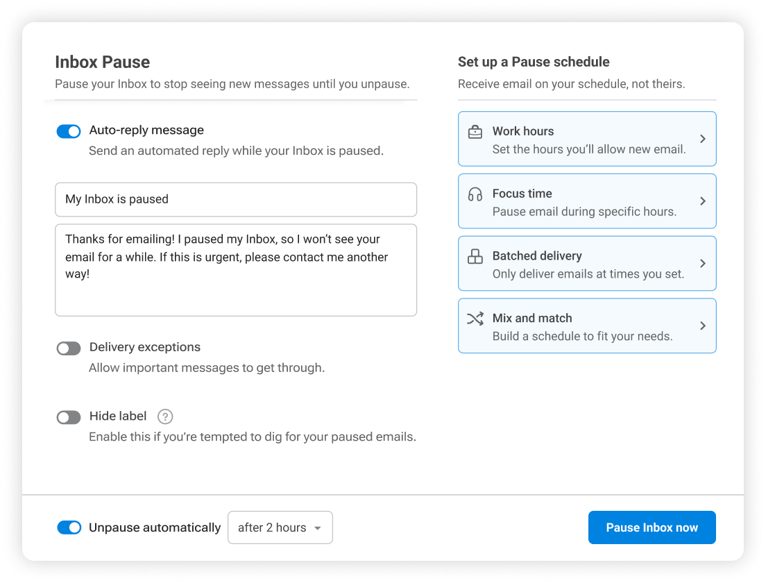 Pause your inbox and gain control of your email